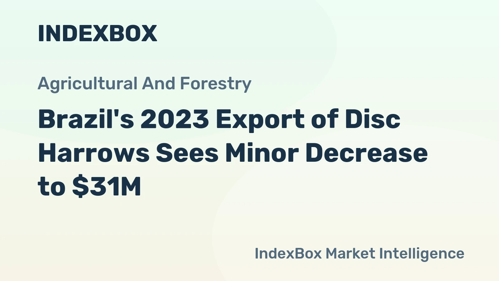 Brazil's 2023 Export of Disc Harrows Sees Minor Decrease to $31M