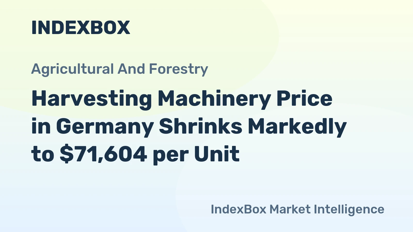 Harvesting Machinery Price in Germany Shrinks Markedly to $71,604 per Unit
