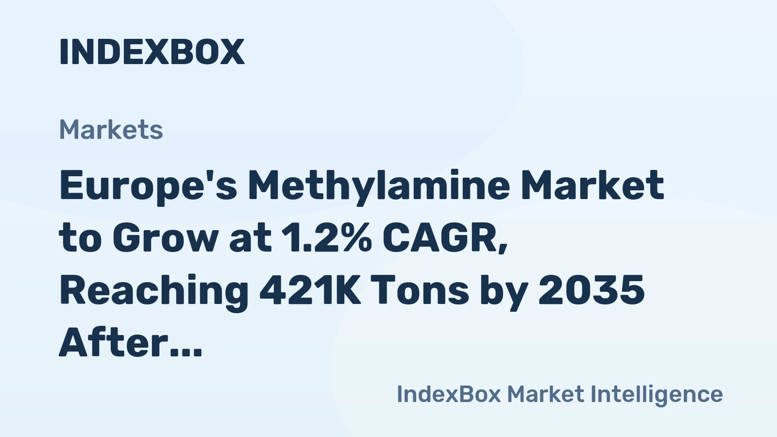 Europe's Methylamine Market to Grow at 1.2% CAGR, Reaching 421K Tons by 2035 After Period of Decline.
