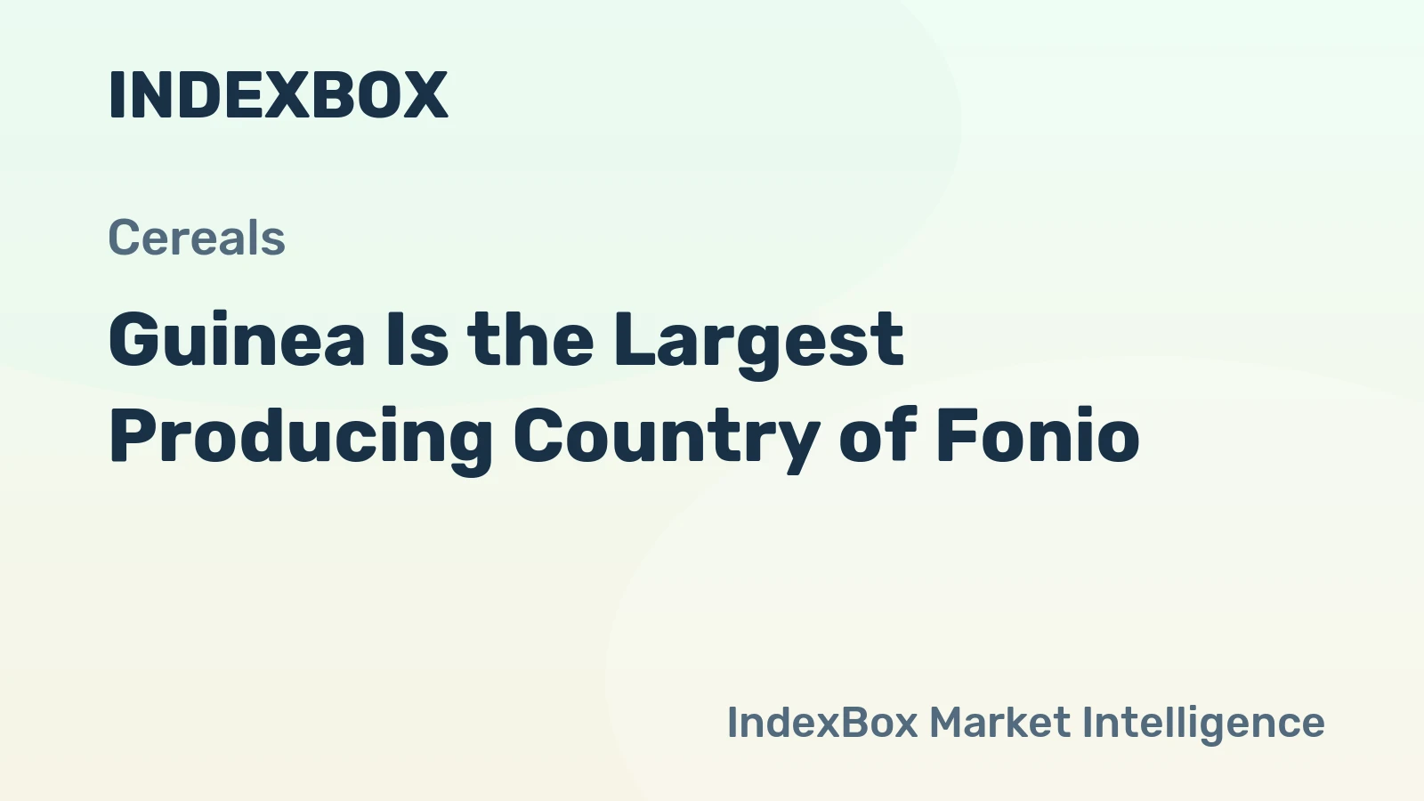 Guinea Is the Largest Producing Country of Fonio