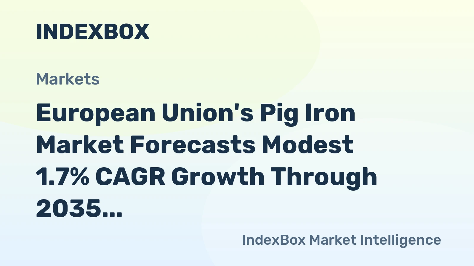 European Union's Pig Iron Market Forecasts Modest 1.7% CAGR Growth Through 2035