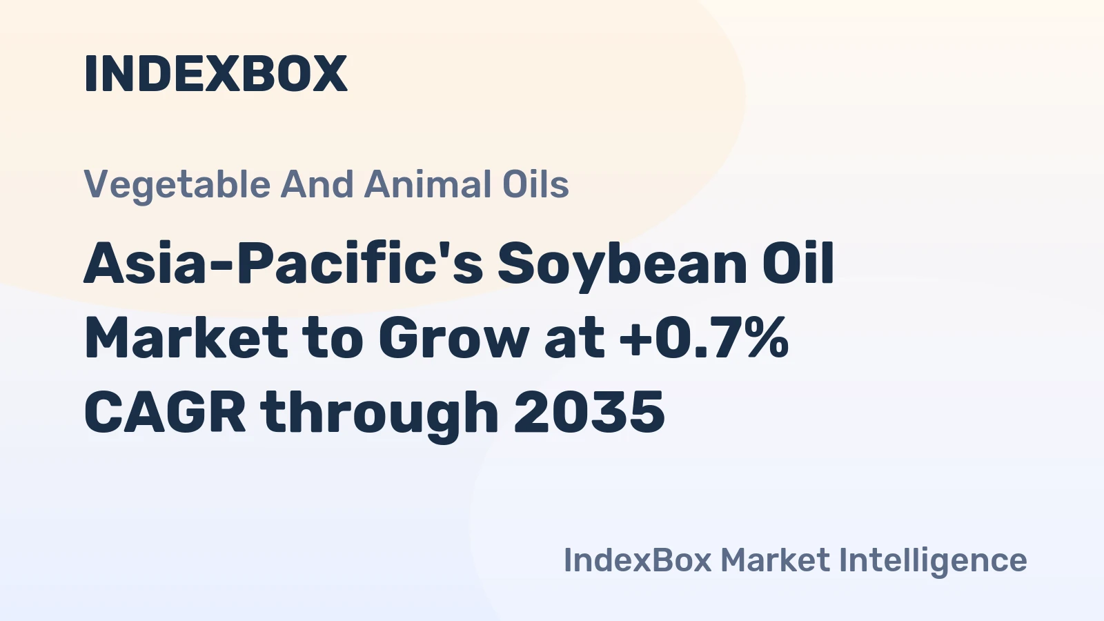 Asia-Pacific's Soybean Oil Market to Grow at +0.7% CAGR through 2035