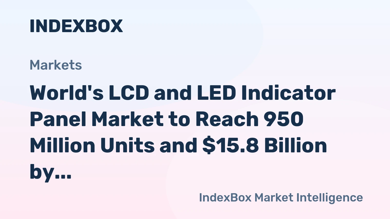 World's LCD and LED Indicator Panel Market to Reach 950 Million Units and $15.8 Billion by 2035