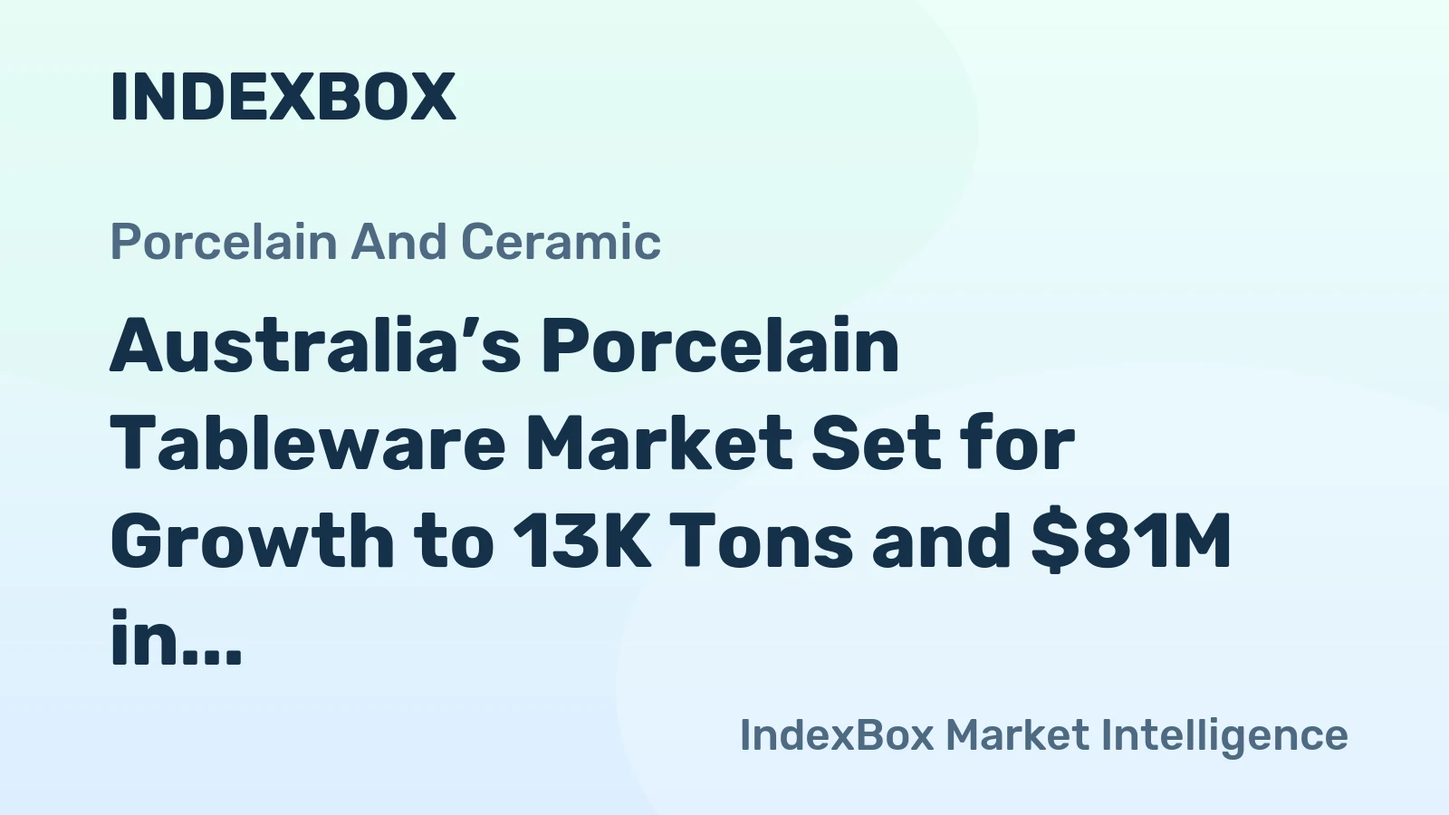Australia’s Porcelain Tableware Market Set for Growth to 13K Tons and $81M in Value