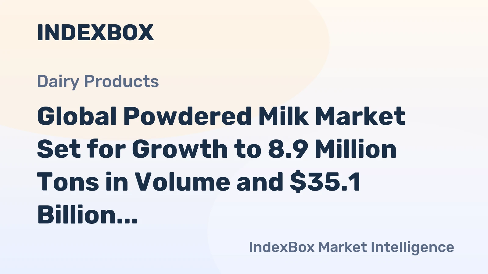 Global Powdered Milk Market Set for Growth to 8.9 Million Tons in Volume and $35.1 Billion in Value by 2035