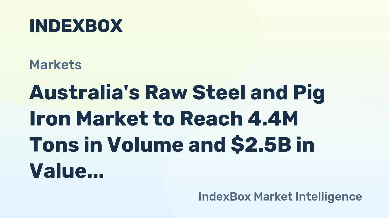 Australia's Raw Steel and Pig Iron Market to Reach 4.4M Tons in Volume and $2.5B in Value by 2035