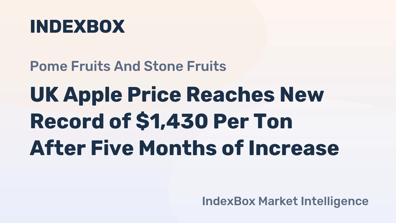 UK Apple Price Reaches New Record of $1,430 Per Ton After Five Months of Increase