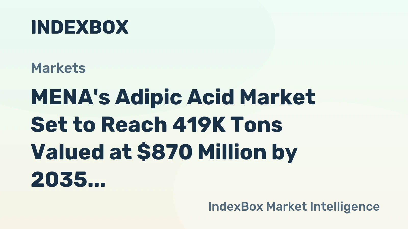 MENA's Adipic Acid Market Set to Reach 419K Tons Valued at $870 Million by 2035