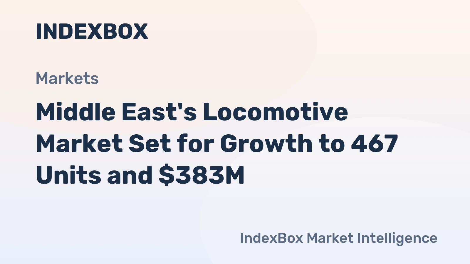 Middle East's Locomotive Market Set for Growth to 467 Units and $383M