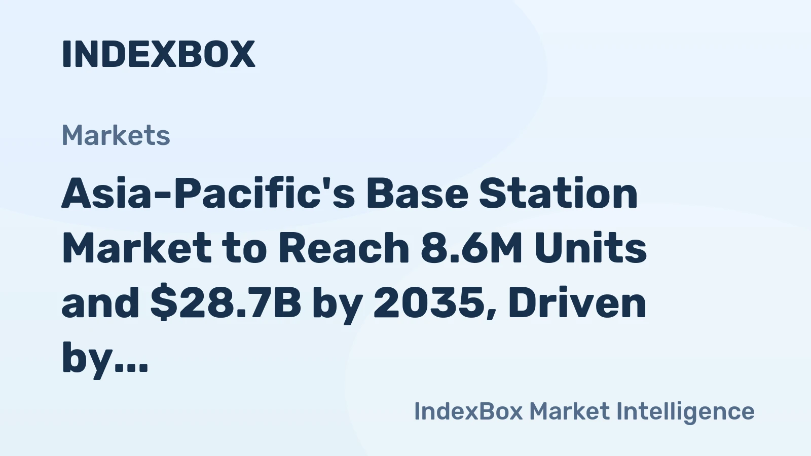 Asia-Pacific's Base Station Market to Reach 8.6M Units and $28.7B by 2035, Driven by Rising Demand