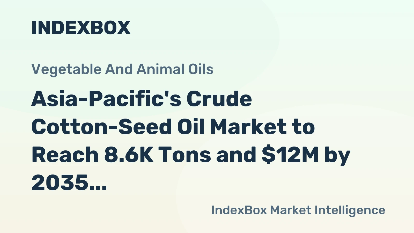 Asia-Pacific's Crude Cotton-Seed Oil Market to Reach 8.6K Tons and $12M by 2035