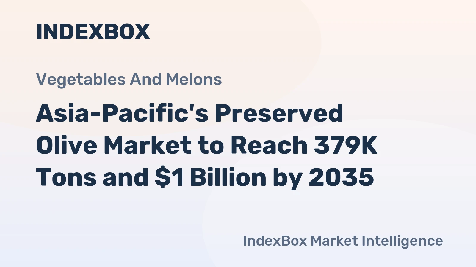 Asia-Pacific's Preserved Olive Market to Reach 379K Tons and $1 Billion by 2035