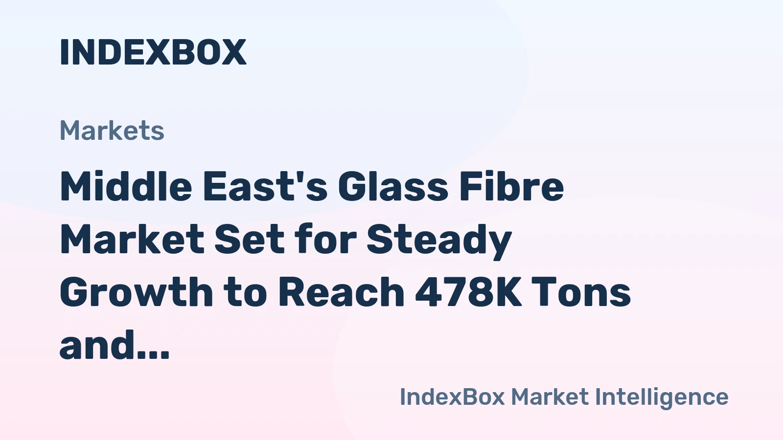 Middle East's Glass Fibre Market Set for Steady Growth to Reach 478K Tons and $596M