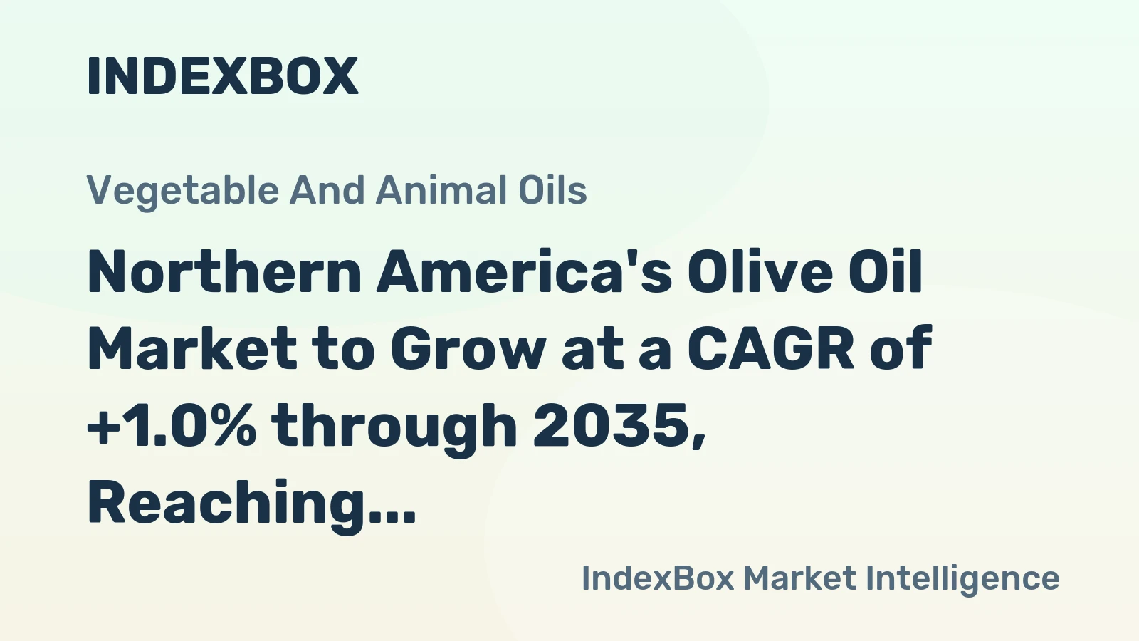 Northern America's Olive Oil Market to Grow at a CAGR of +1.0% through 2035, Reaching $3.3B by the End of the Forecast Period