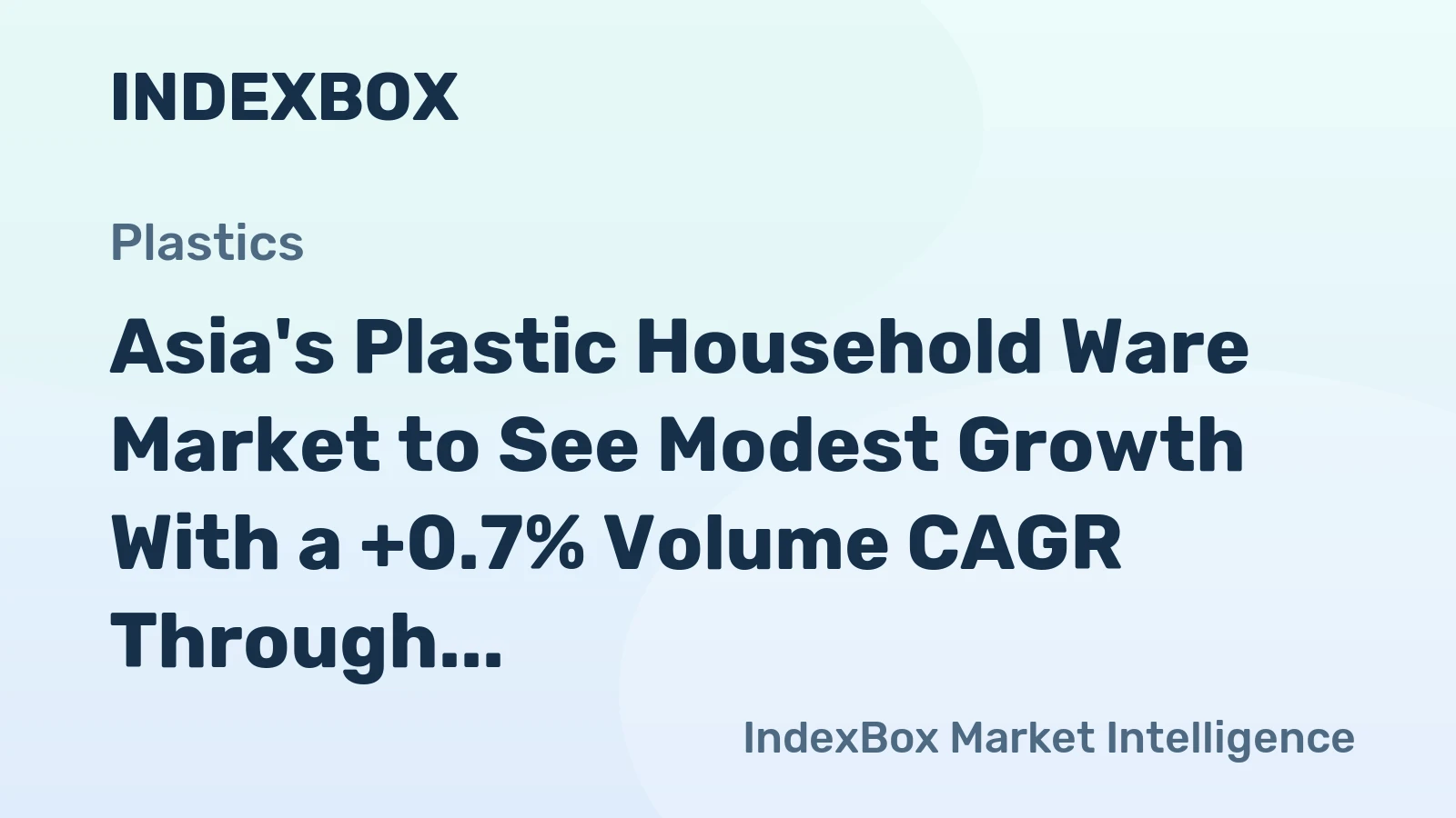Asia's Plastic Household Ware Market to See Modest Growth With a +0.7% Volume CAGR Through 2035