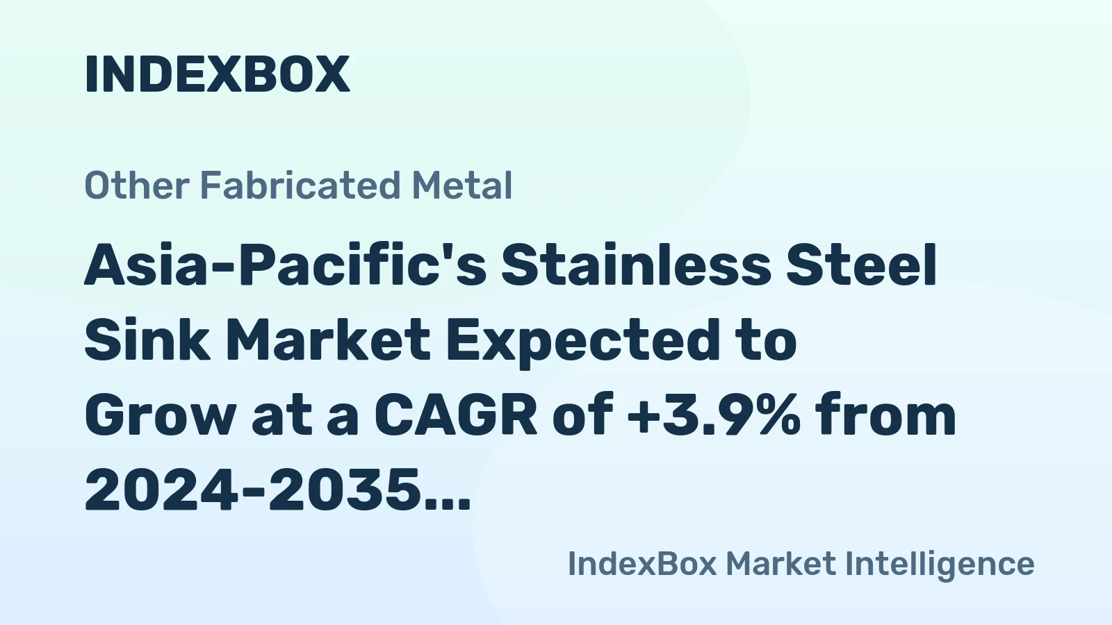 Asia-Pacific's Stainless Steel Sink Market Expected to Grow at a CAGR of +3.9% from 2024-2035, Reaching 179M Units