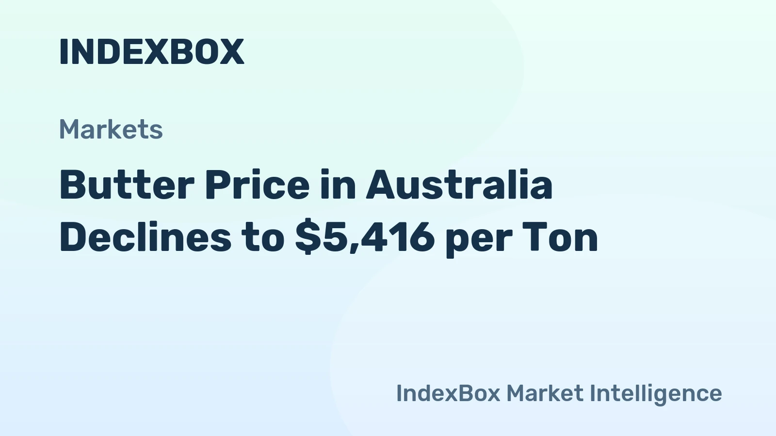 Butter Price in Australia Declines to $5,416 per Ton