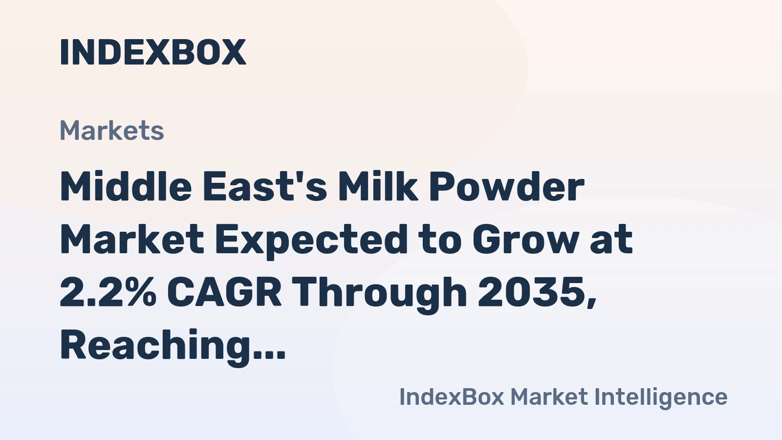 Middle East's Milk Powder Market Expected to Grow at 2.2% CAGR Through 2035, Reaching 1.4M Tons