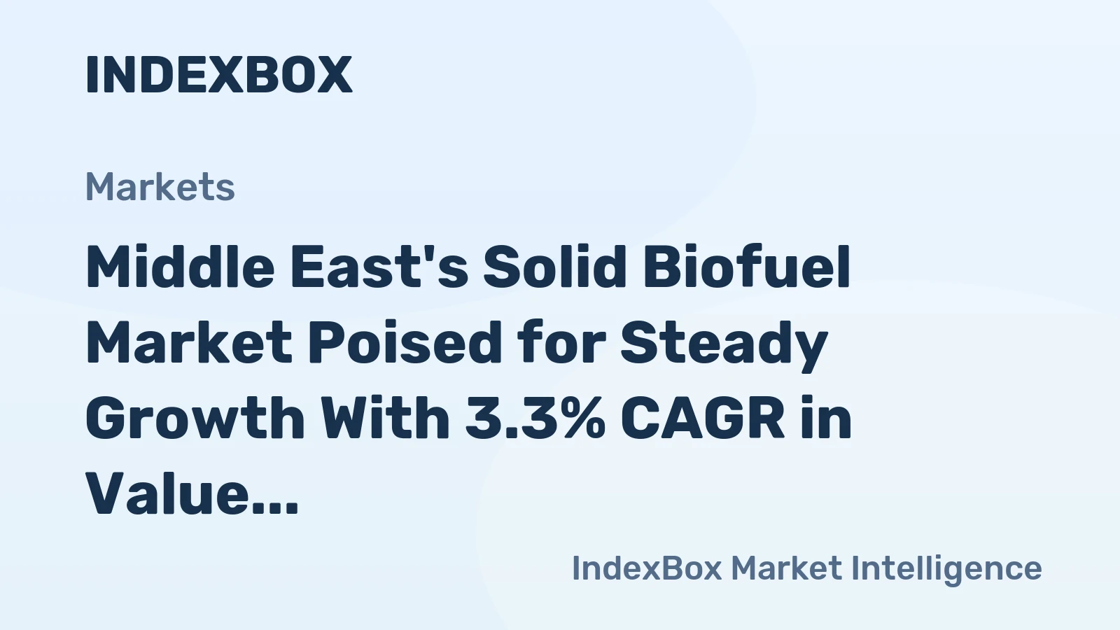 Middle East's Solid Biofuel Market Poised for Steady Growth With 3.3% CAGR in Value