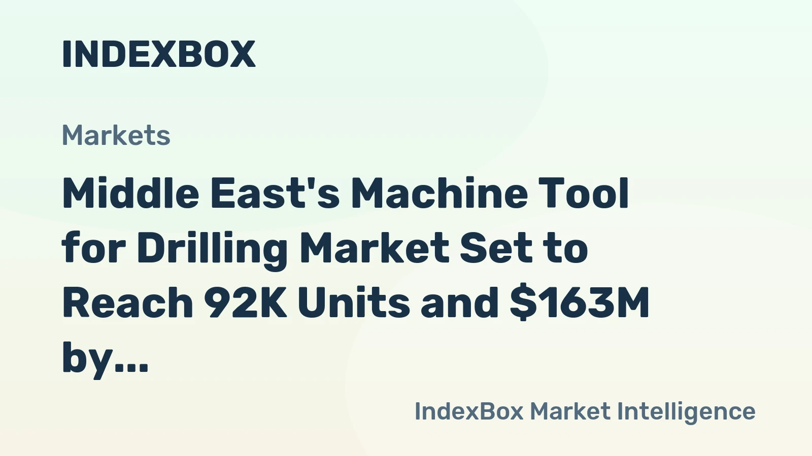 Middle East's Machine Tool for Drilling Market Set to Reach 92K Units and $163M by 2035