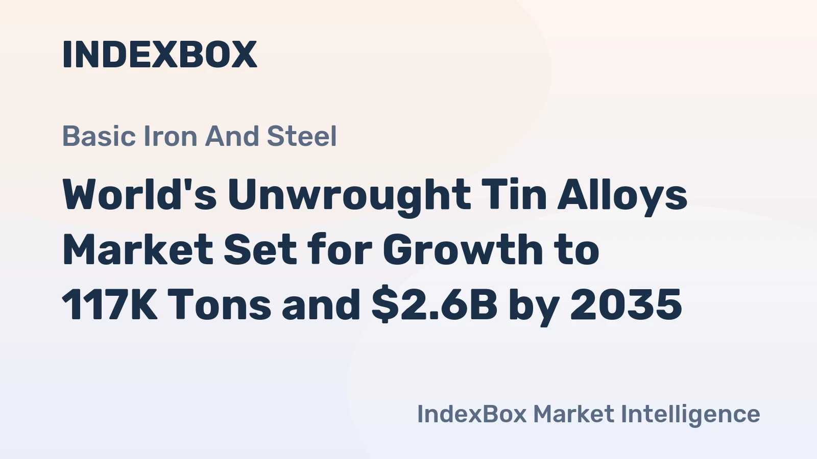 World's Unwrought Tin Alloys Market Set for Growth to 117K Tons and $2.6B by 2035