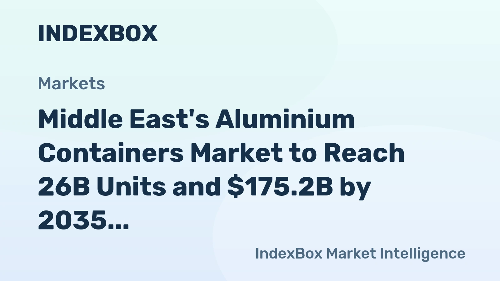 Middle East's Aluminium Containers Market to Reach 26B Units and $175.2B by 2035