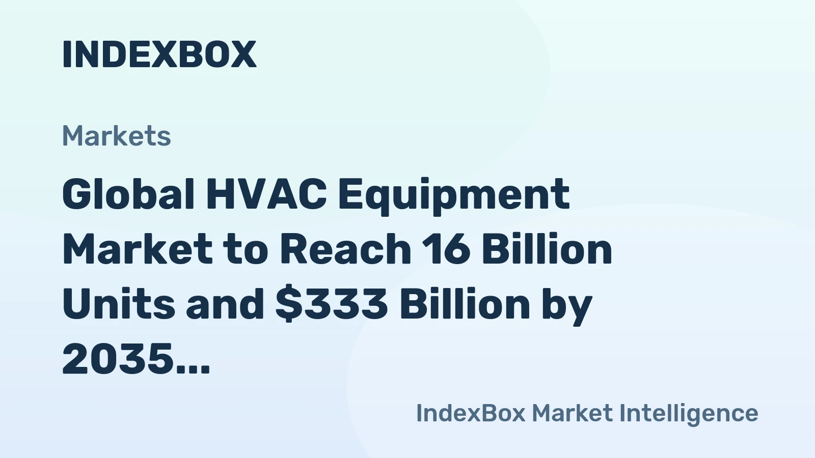 Global HVAC Equipment Market to Reach 16 Billion Units and $333 Billion by 2035
