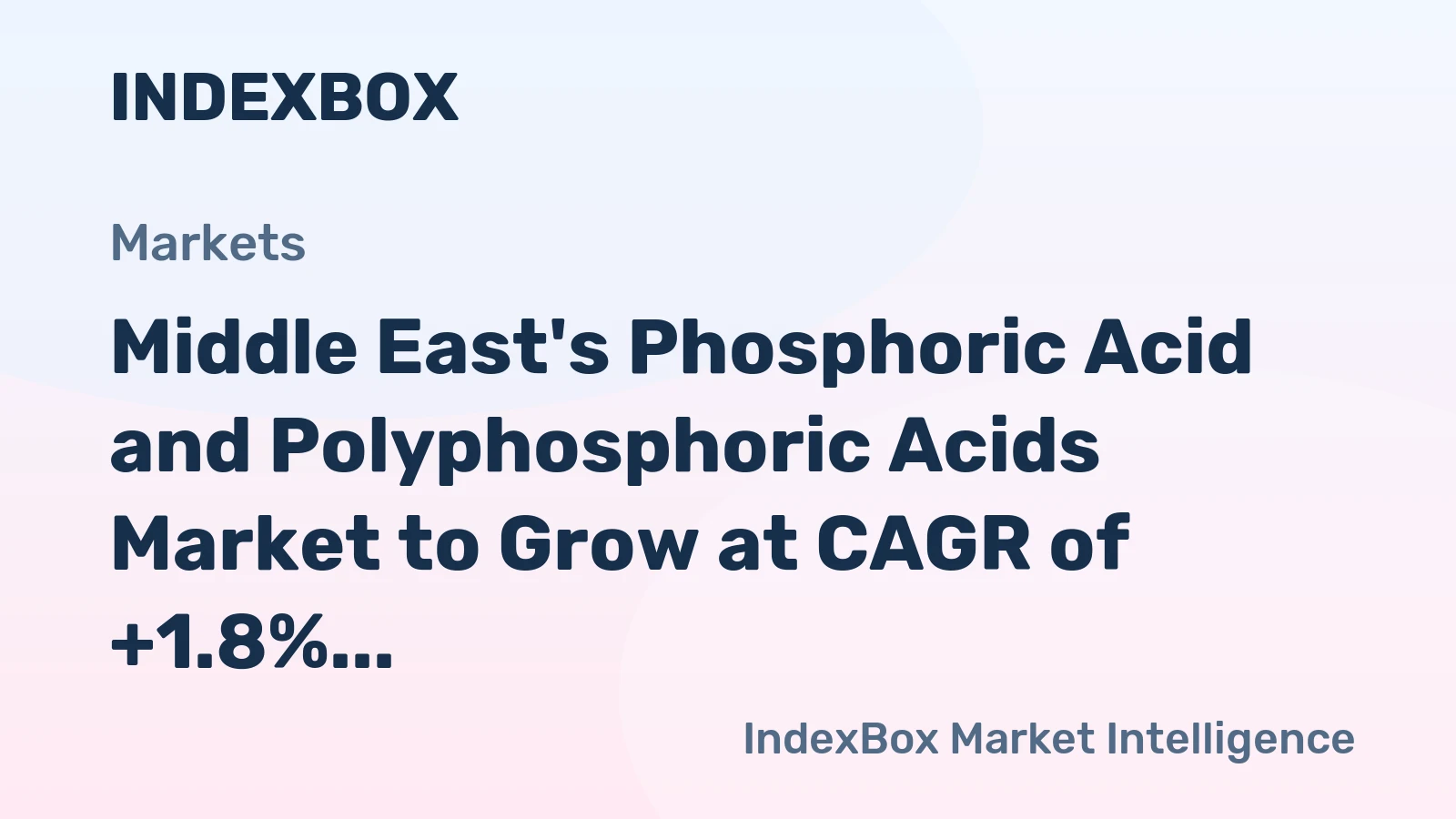 Middle East's Phosphoric Acid and Polyphosphoric Acids Market to Grow at CAGR of +1.8% over Next Decade