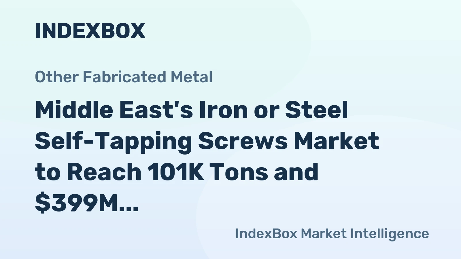 Middle East's Iron or Steel Self-Tapping Screws Market to Reach 101K Tons and $399M by 2035