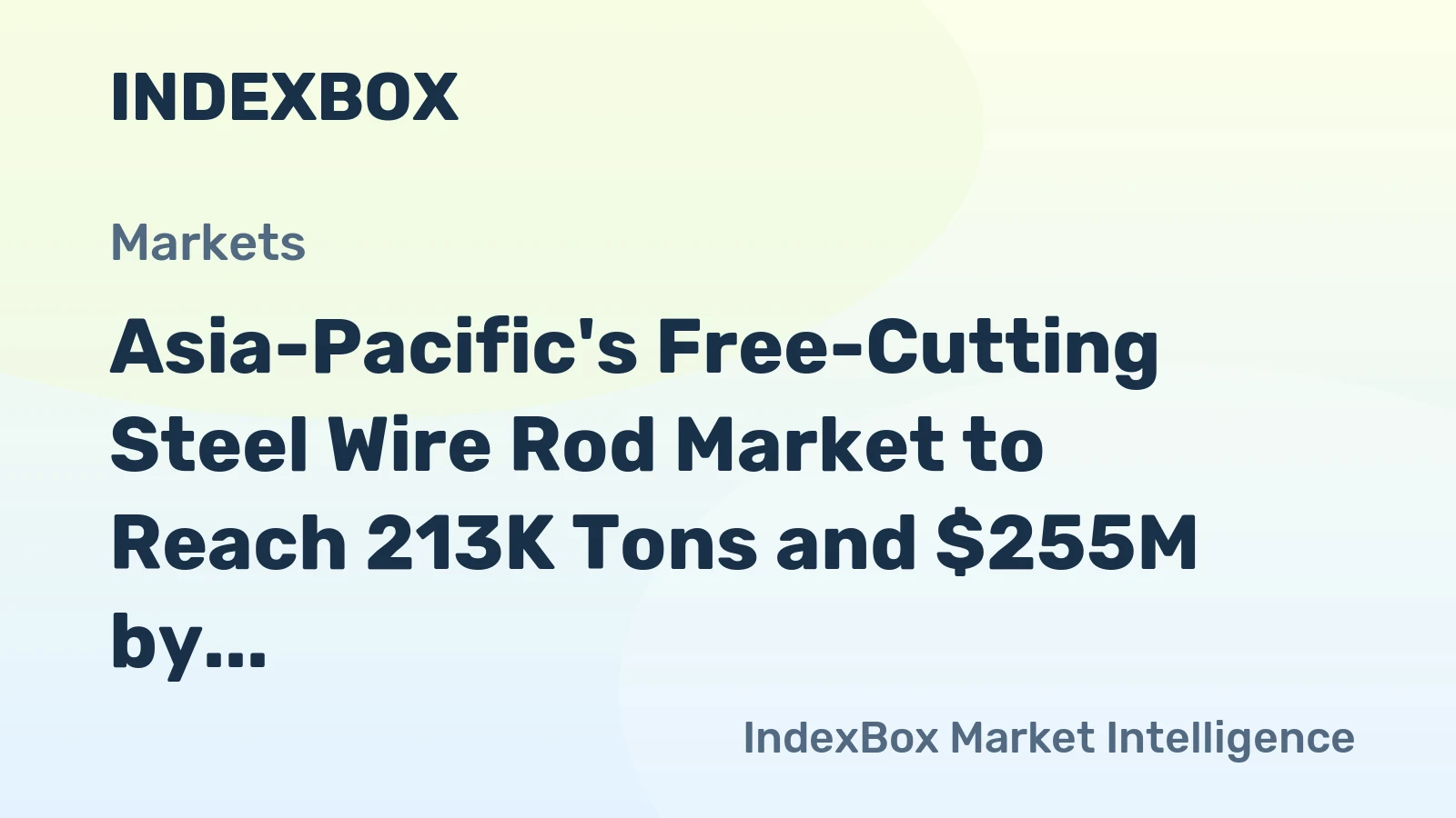 Asia-Pacific's Free-Cutting Steel Wire Rod Market to Reach 213K Tons and $255M by 2035