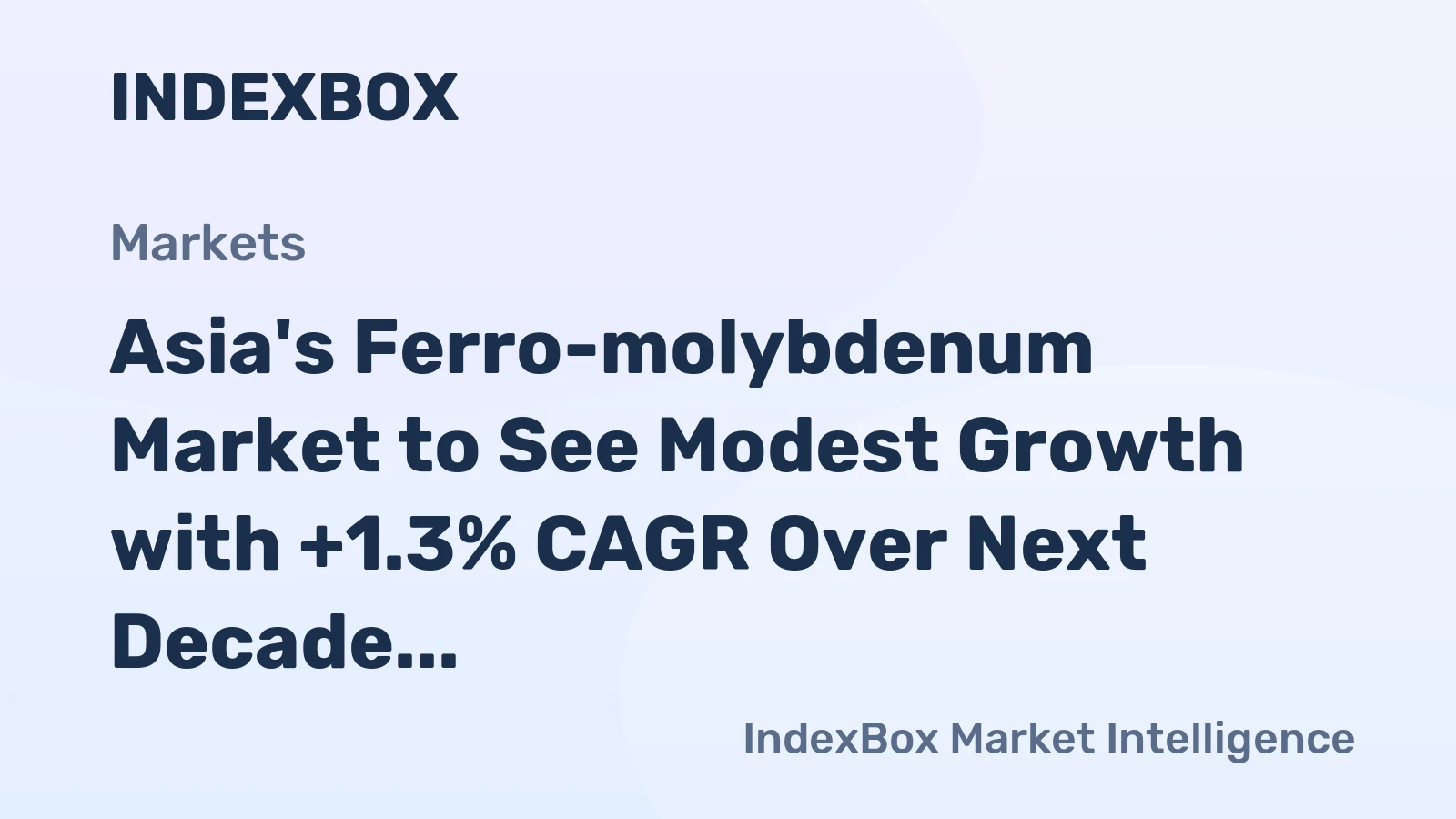 Asia's Ferro-molybdenum Market to See Modest Growth with +1.3% CAGR Over Next Decade