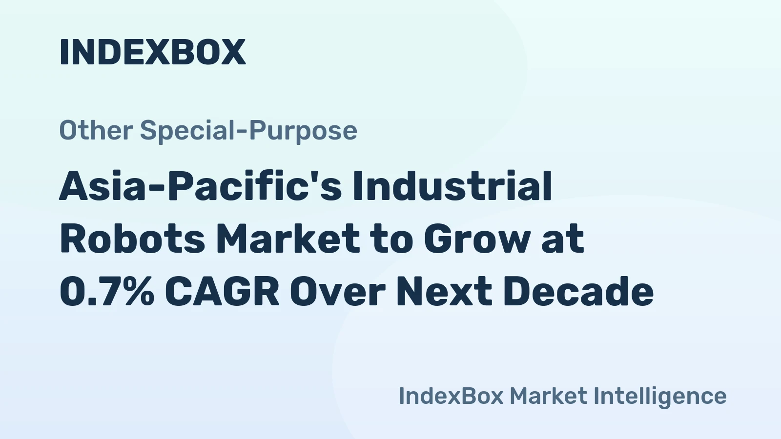 Asia-Pacific's Industrial Robots Market to Grow at 0.7% CAGR Over Next Decade