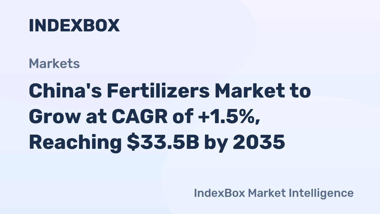 China's Fertilizers Market to Grow at CAGR of +1.5%, Reaching $33.5B by 2035