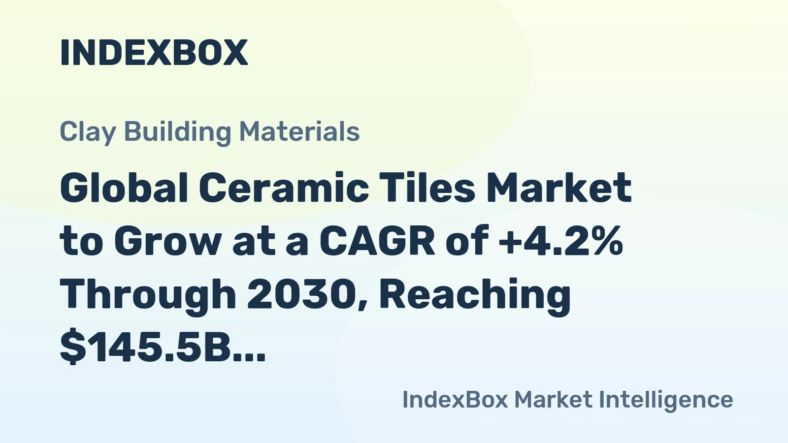 Global Ceramic Tiles Market to Grow at a CAGR of +4.2% Through 2030, Reaching $145.5B