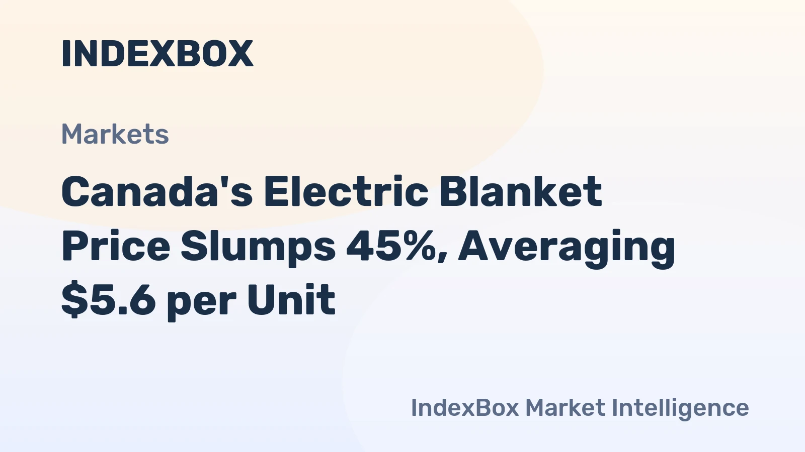 Canada's Electric Blanket Price Slumps 45%, Averaging $5.6 per Unit