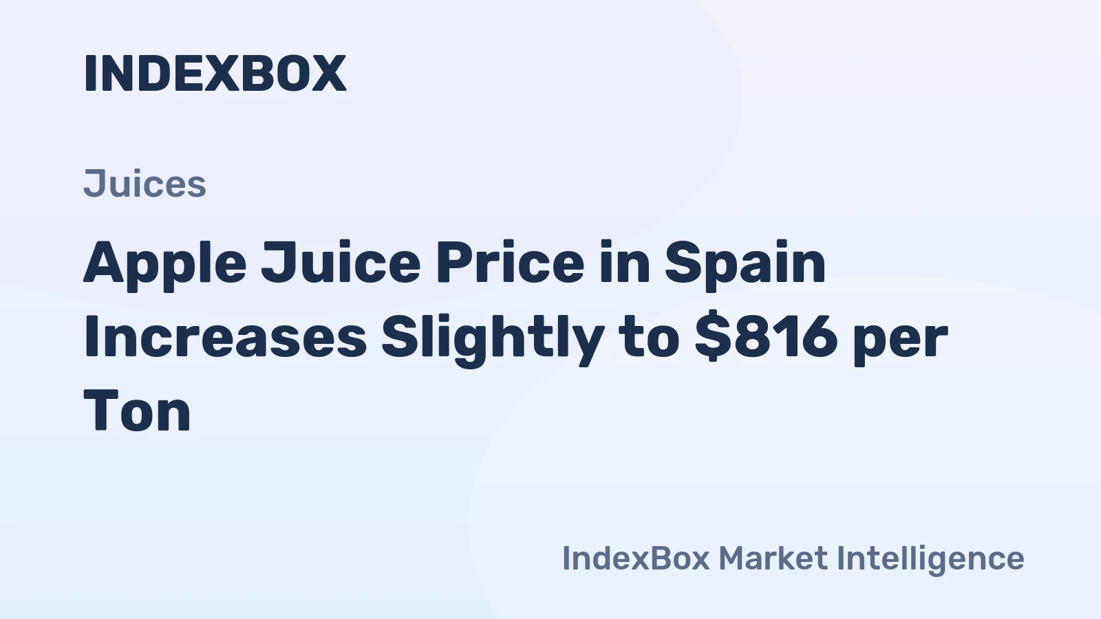 Apple Juice Price in Spain Increases Slightly to $816 per Ton