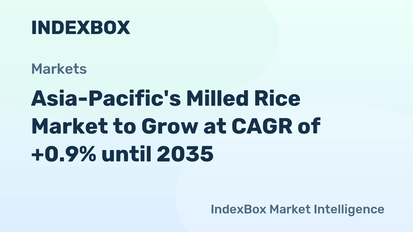 Asia-Pacific's Milled Rice Market to Grow at CAGR of +0.9% until 2035