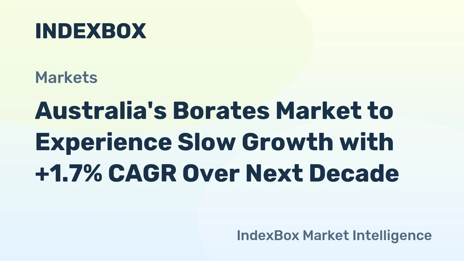 Australia's Borates Market to Experience Slow Growth with +1.7% CAGR Over Next Decade