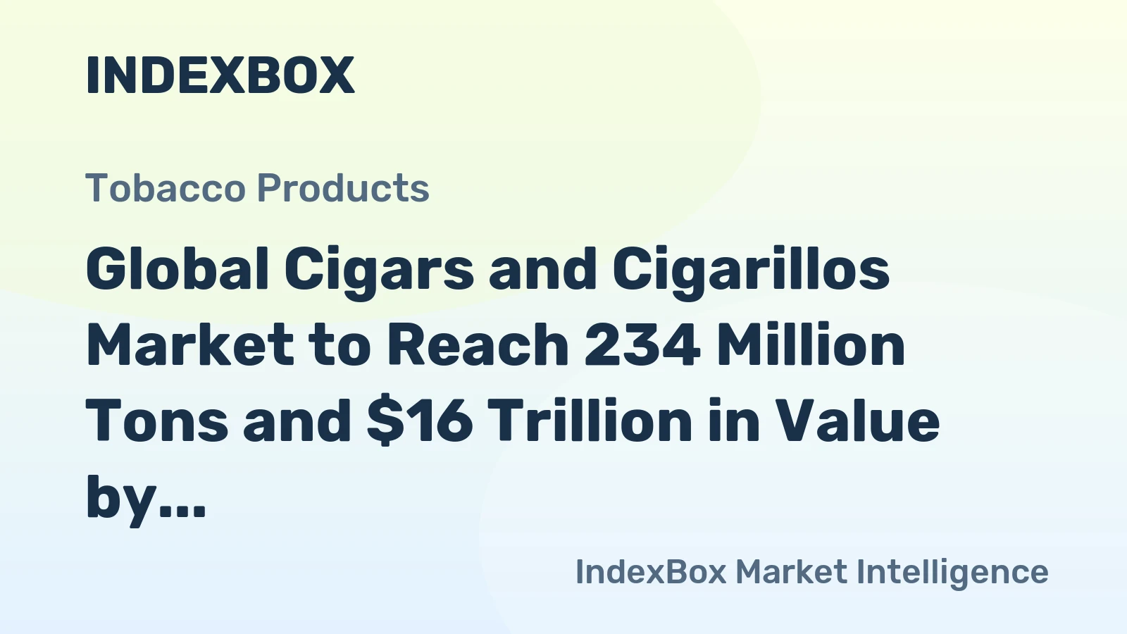 Global Cigars and Cigarillos Market to Reach 234 Million Tons and $16 Trillion in Value by 2035