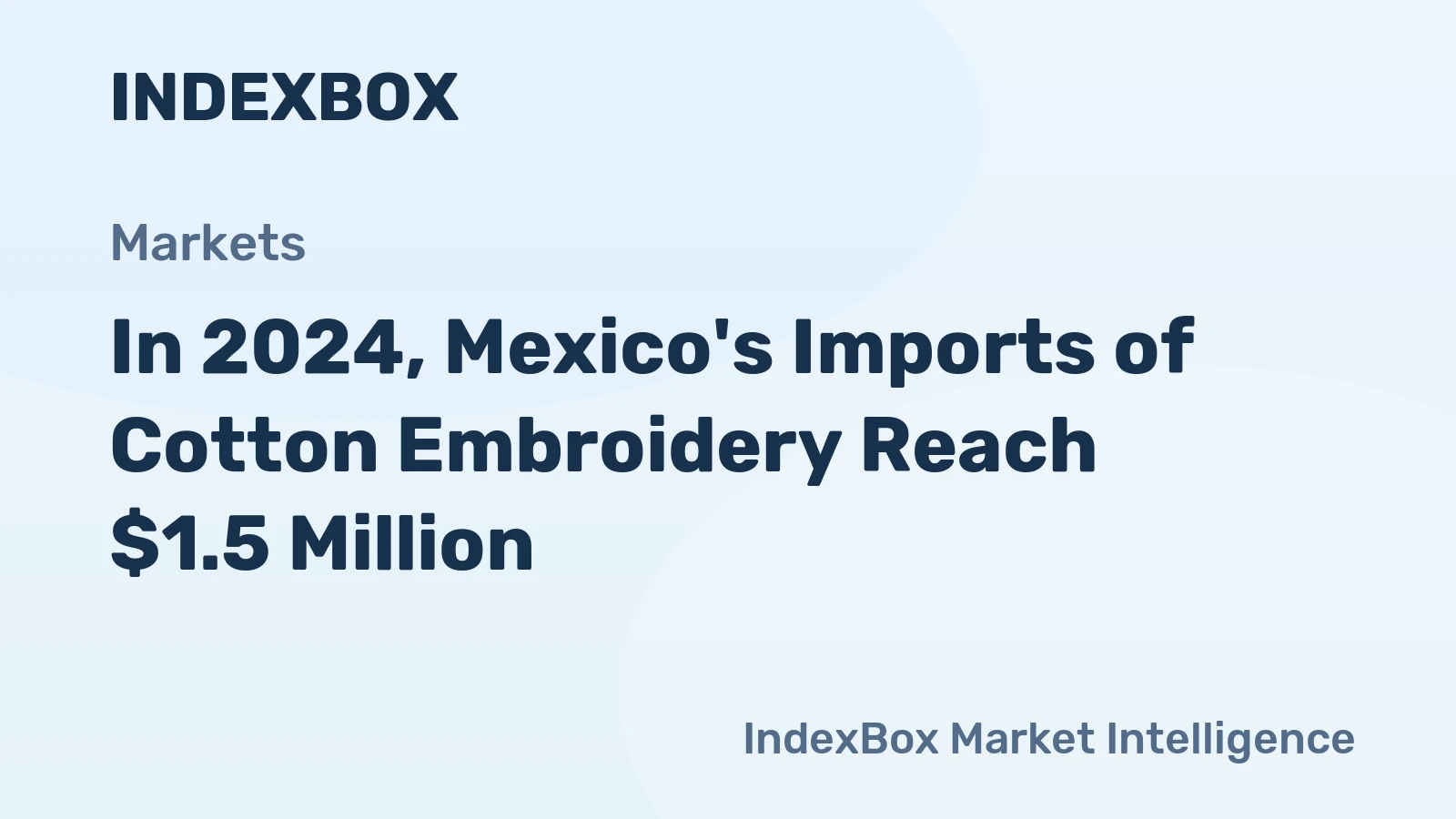 In 2024, Mexico's Imports of Cotton Embroidery Reach $1.5 Million
