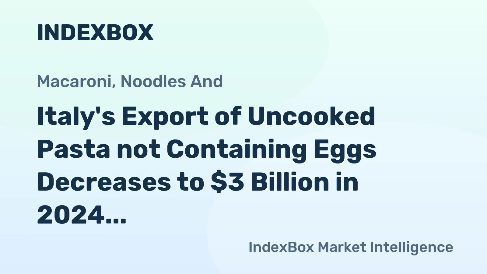 Italy's Export of Uncooked Pasta not Containing Eggs Decreases to $3 Billion in 2024
