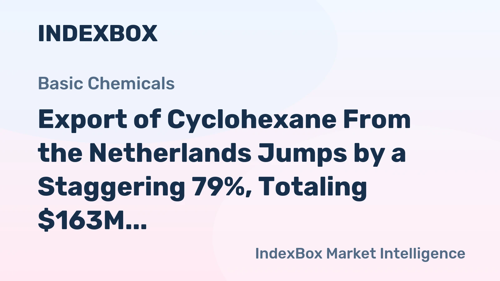 Export of Cyclohexane From the Netherlands Jumps by a Staggering 79%, Totaling $163M in 2023