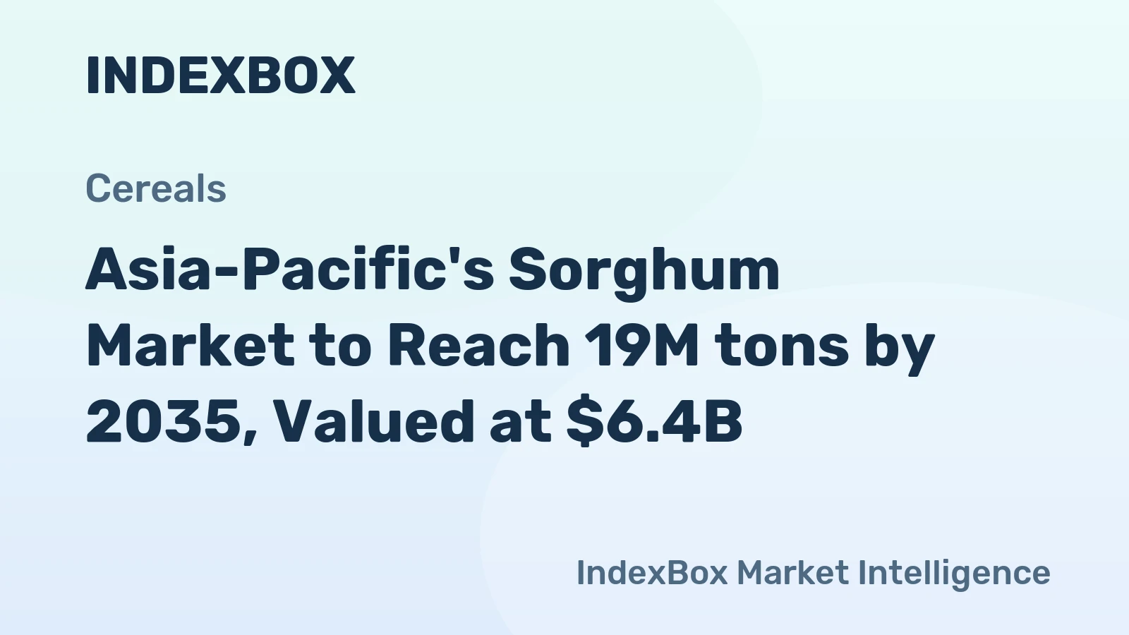 Asia-Pacific's Sorghum Market to Reach 19M tons by 2035, Valued at $6.4B