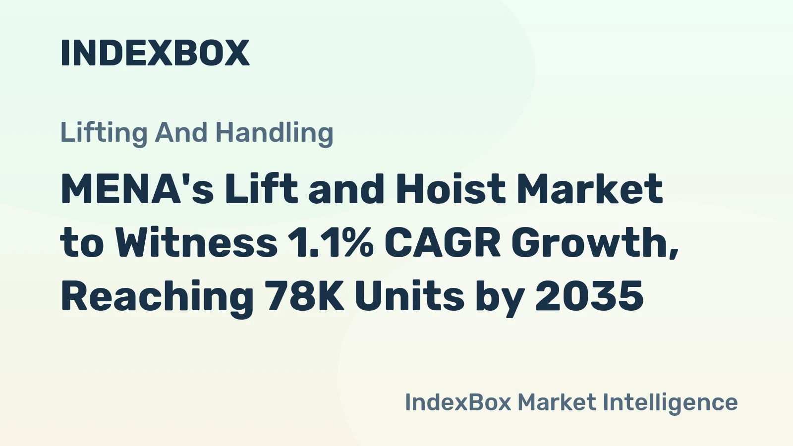 MENA's Lift and Hoist Market to Witness 1.1% CAGR Growth, Reaching 78K Units by 2035