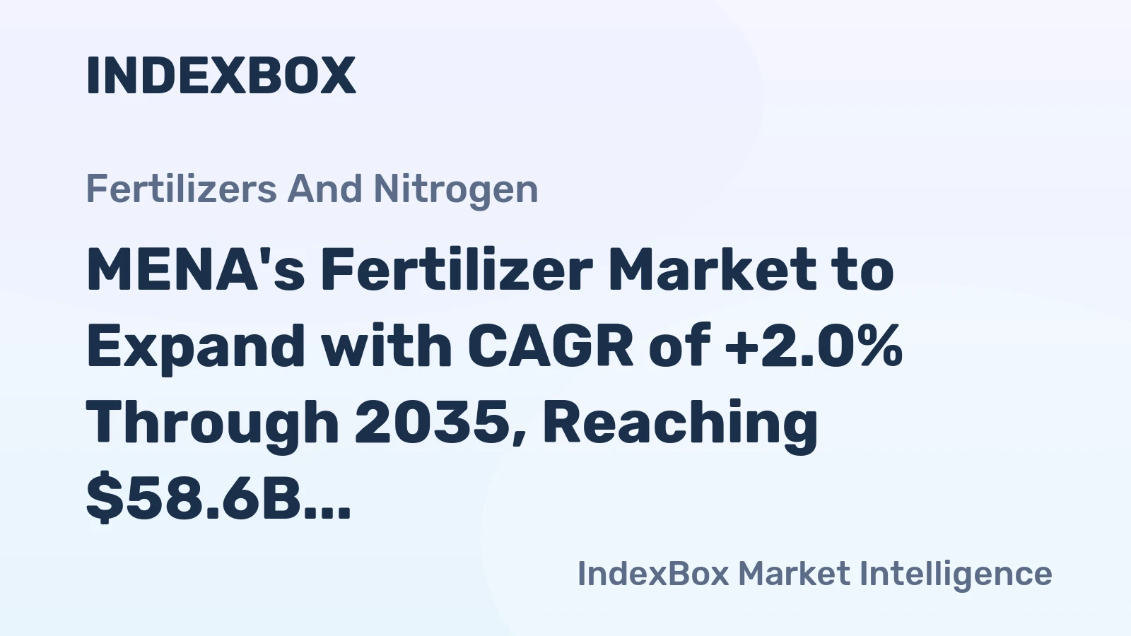 MENA's Fertilizer Market to Expand with CAGR of +2.0% Through 2035, Reaching $58.6B