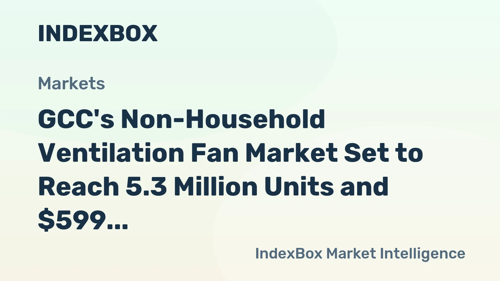 GCC's Non-Household Ventilation Fan Market Set to Reach 5.3 Million Units and $599 Million by 2035