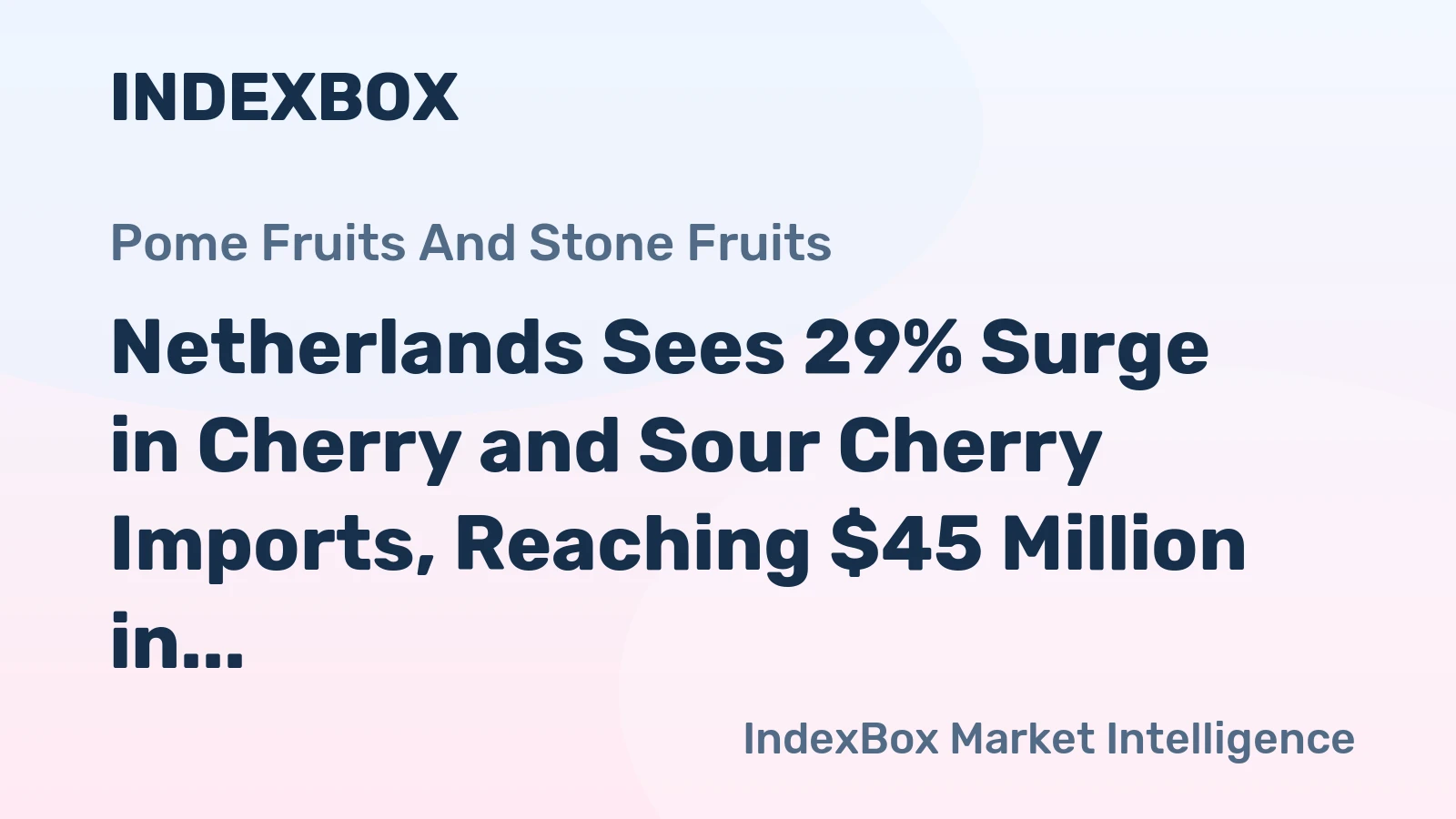 Netherlands Sees 29% Surge in Cherry and Sour Cherry Imports, Reaching $45 Million in 2024