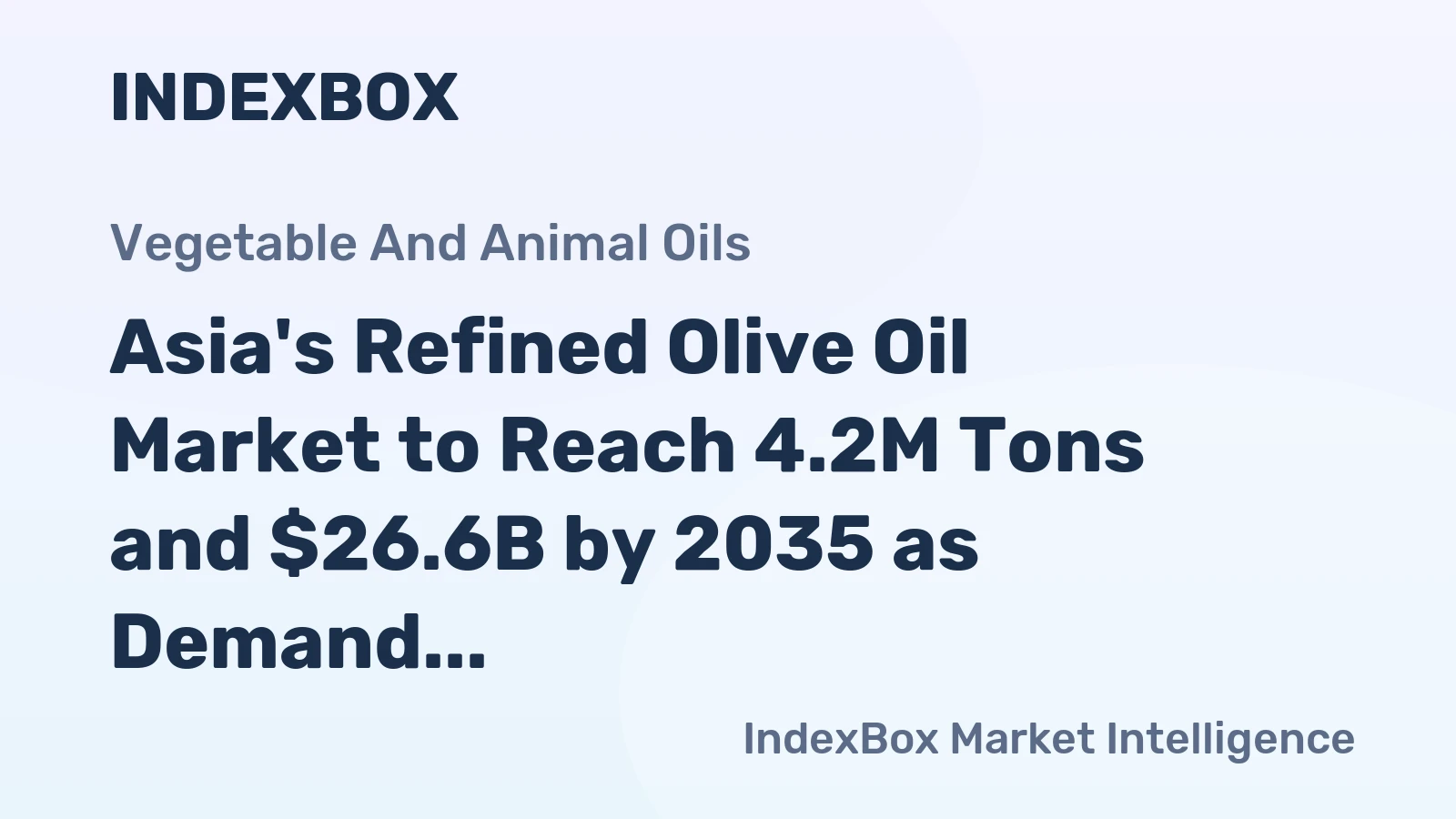 Asia's Refined Olive Oil Market to Reach 4.2M Tons and $26.6B by 2035 as Demand Surges