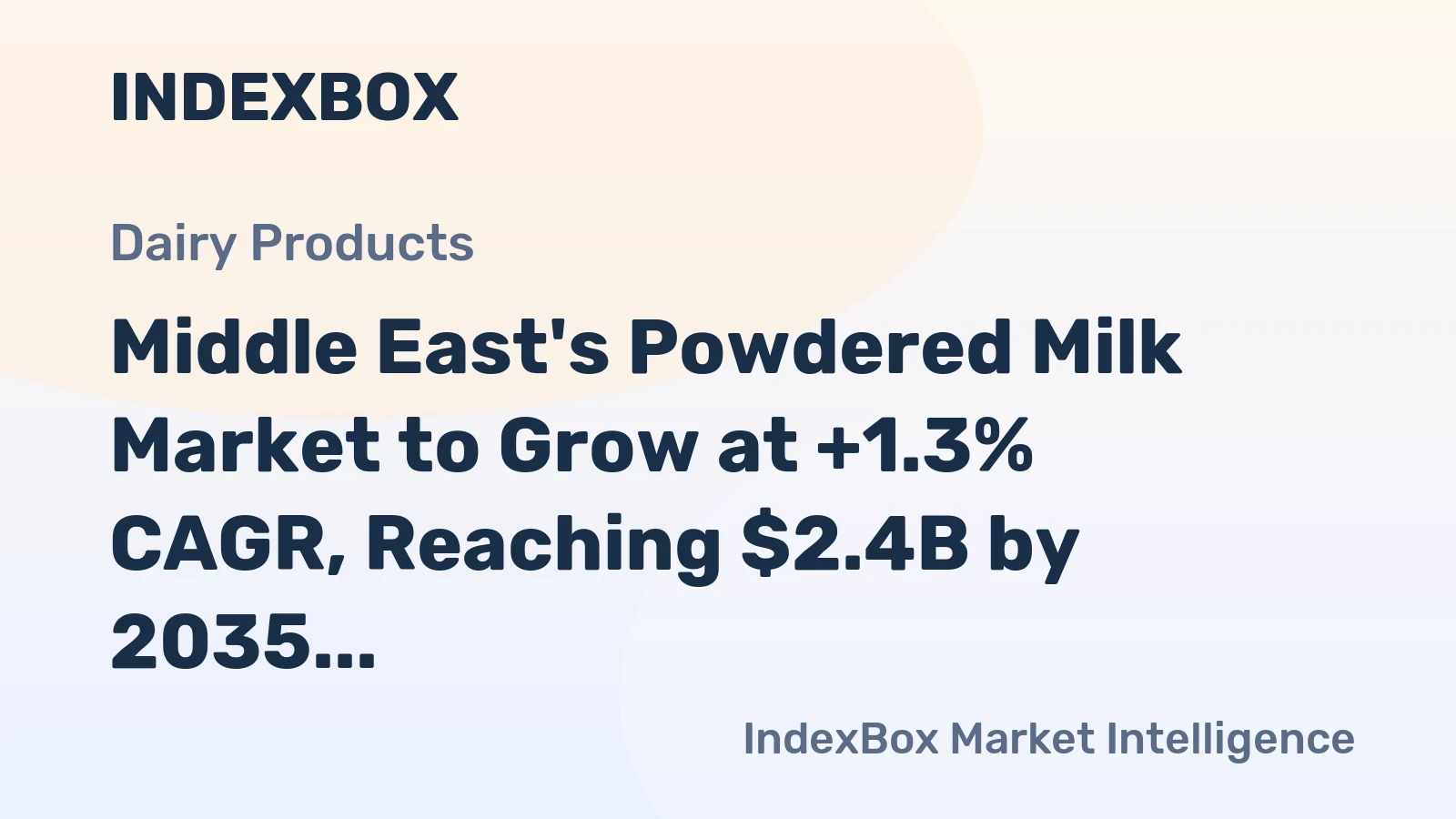 Middle East's Powdered Milk Market to Grow at +1.3% CAGR, Reaching $2.4B by 2035