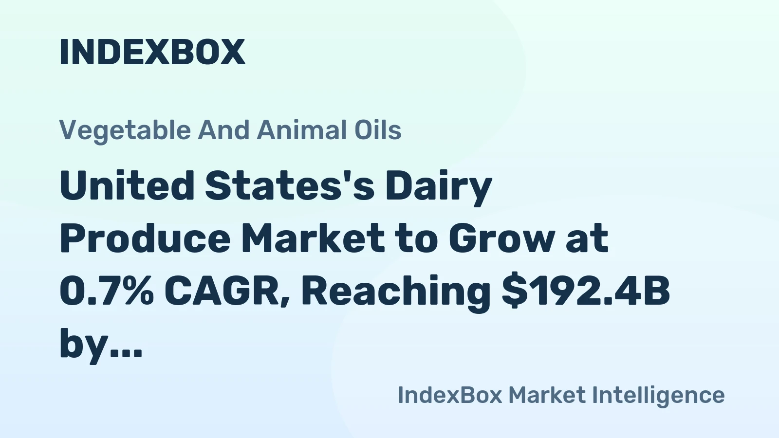 United States's Dairy Produce Market to Grow at 0.7% CAGR, Reaching $192.4B by 2035
